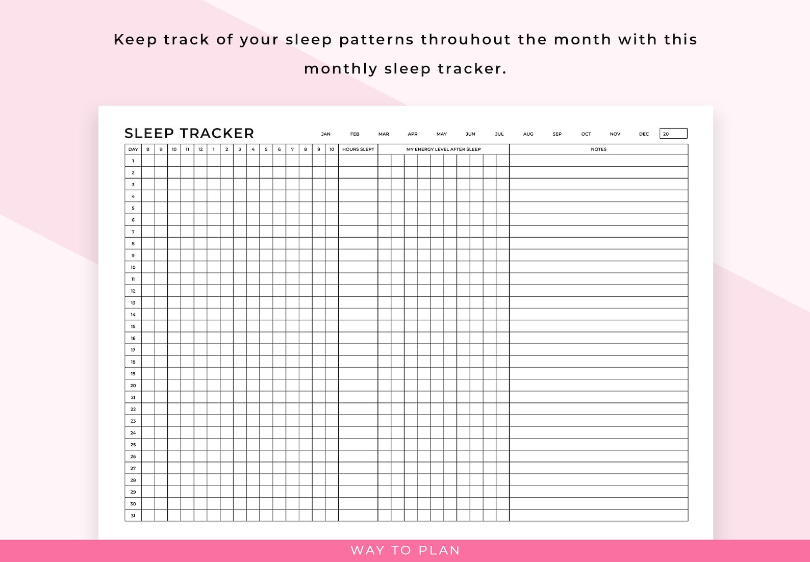 Sleep Tracker Printable, Monthly Sleep Tracker, Sleep Diary, Sleep ...