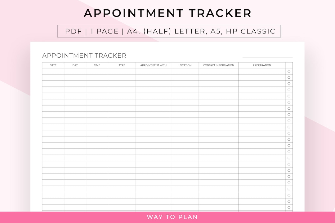 Appointment Tracker to Keep Track of Your Appointments and Be Prepared ...