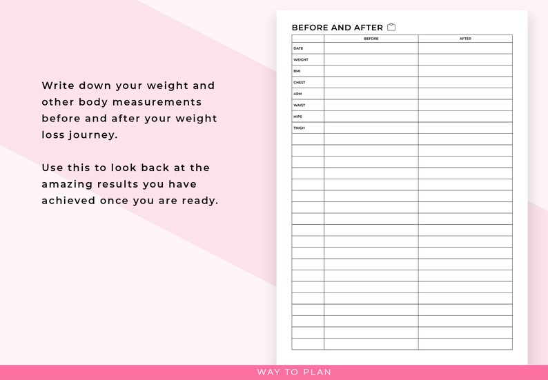 Before and After Weight Loss Template. Before After Measurements Weight ...