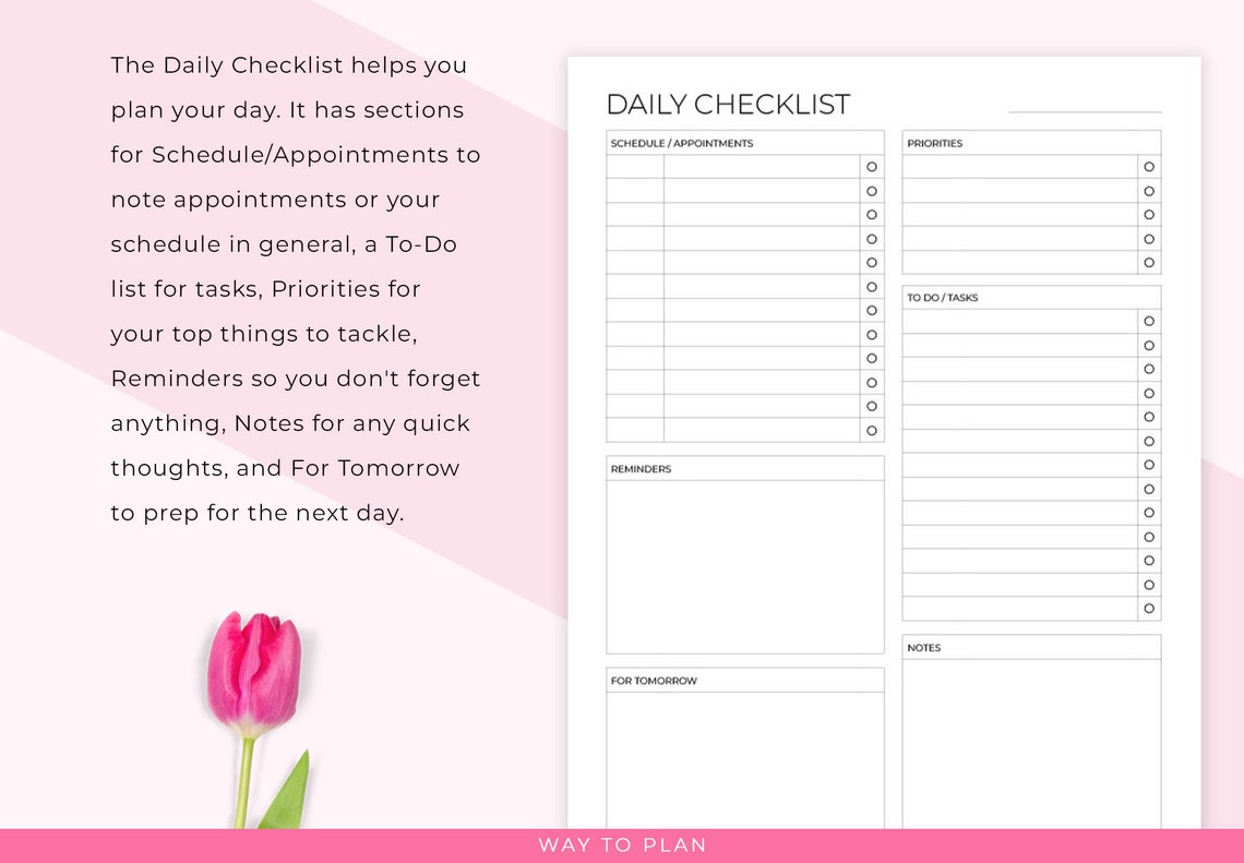 Daily Checklist Daily Checklist Planner to Plan and Organize - Etsy