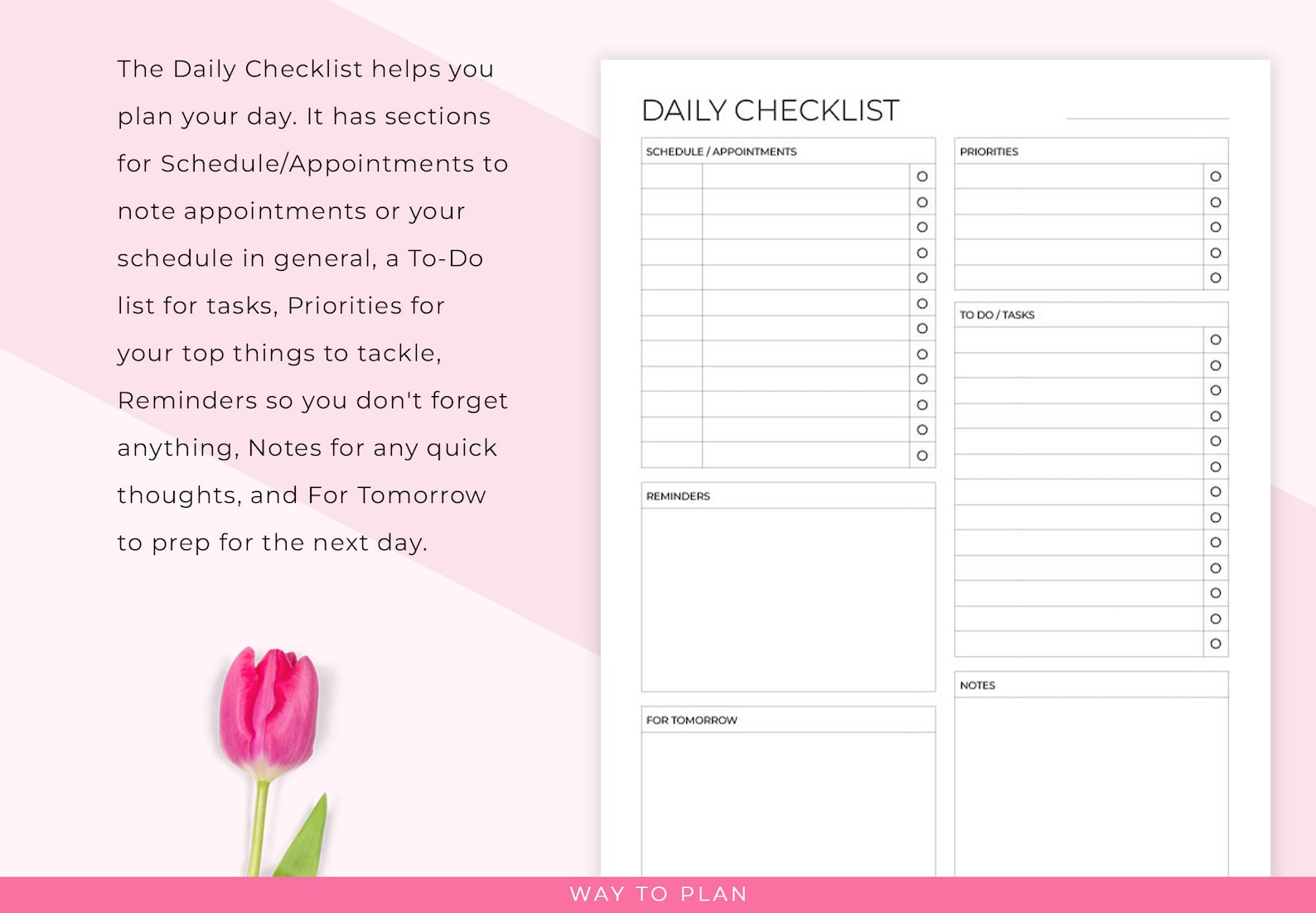 Daily Checklist, Daily Checklist Planner to Plan and Organize Your Days ...
