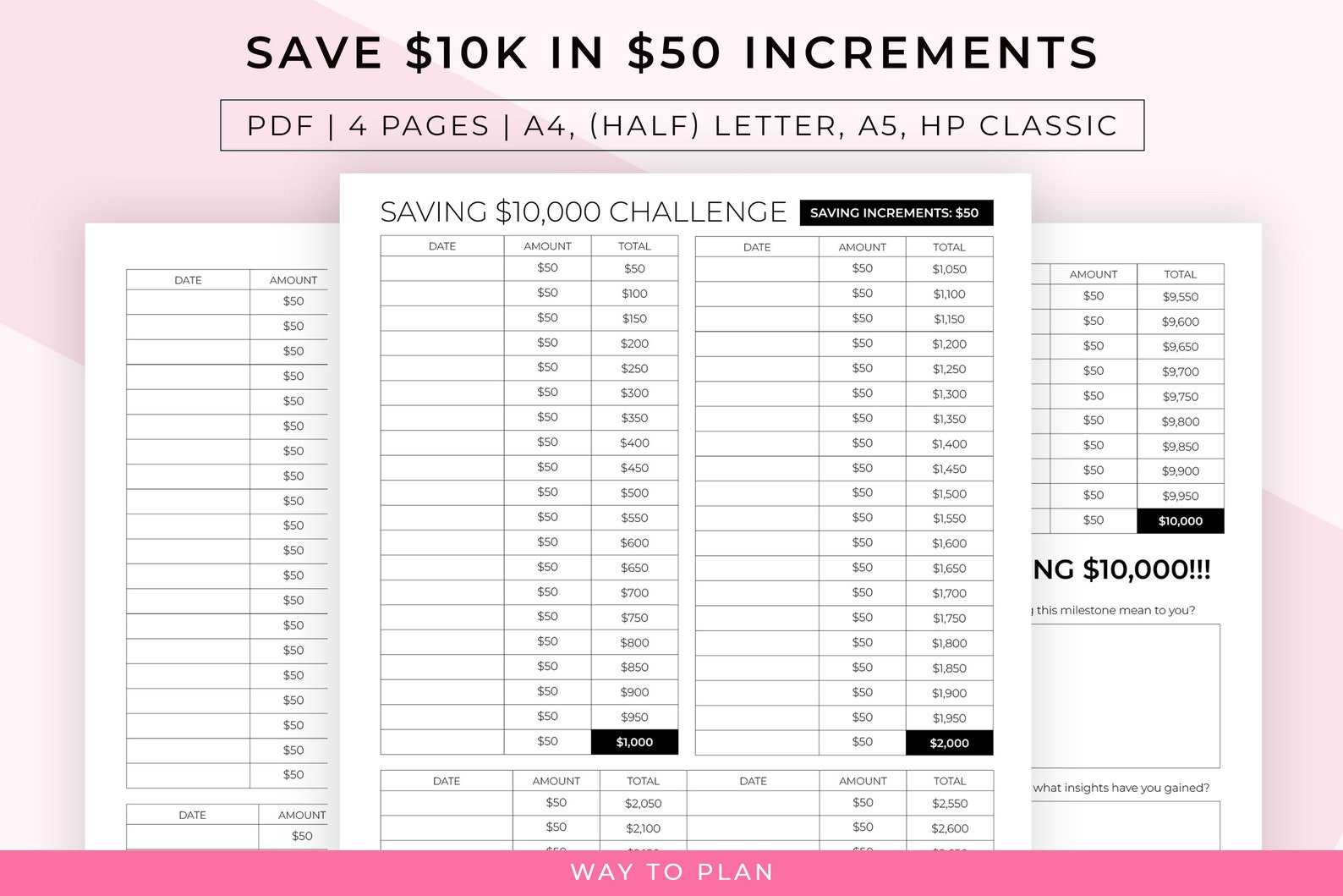 10k Savings Challenge Printable, Saving 10k Challenge, 10k Savings ...