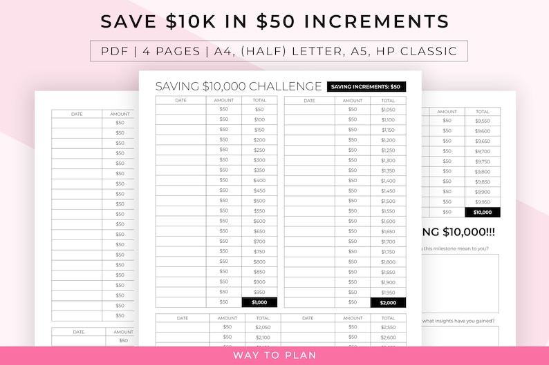 10k Savings Challenge Printable, Saving 10k Challenge, 10k Savings ...