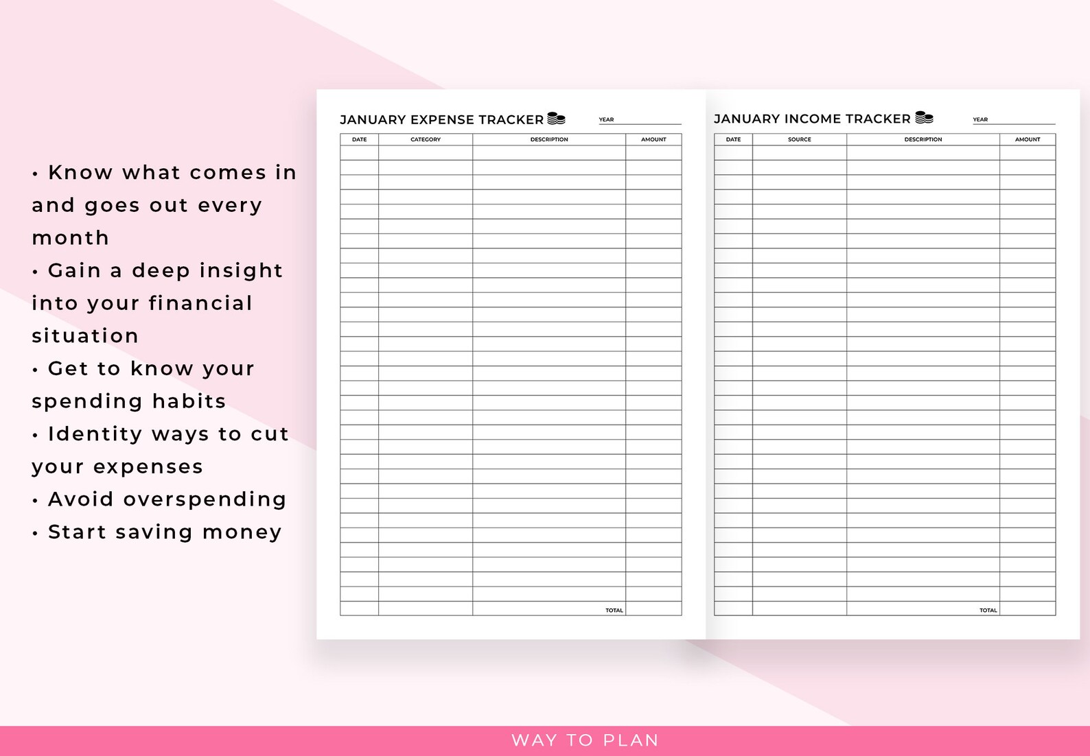 Income and Expense Tracker Printable. Monthly Spending Log. Expenses ...