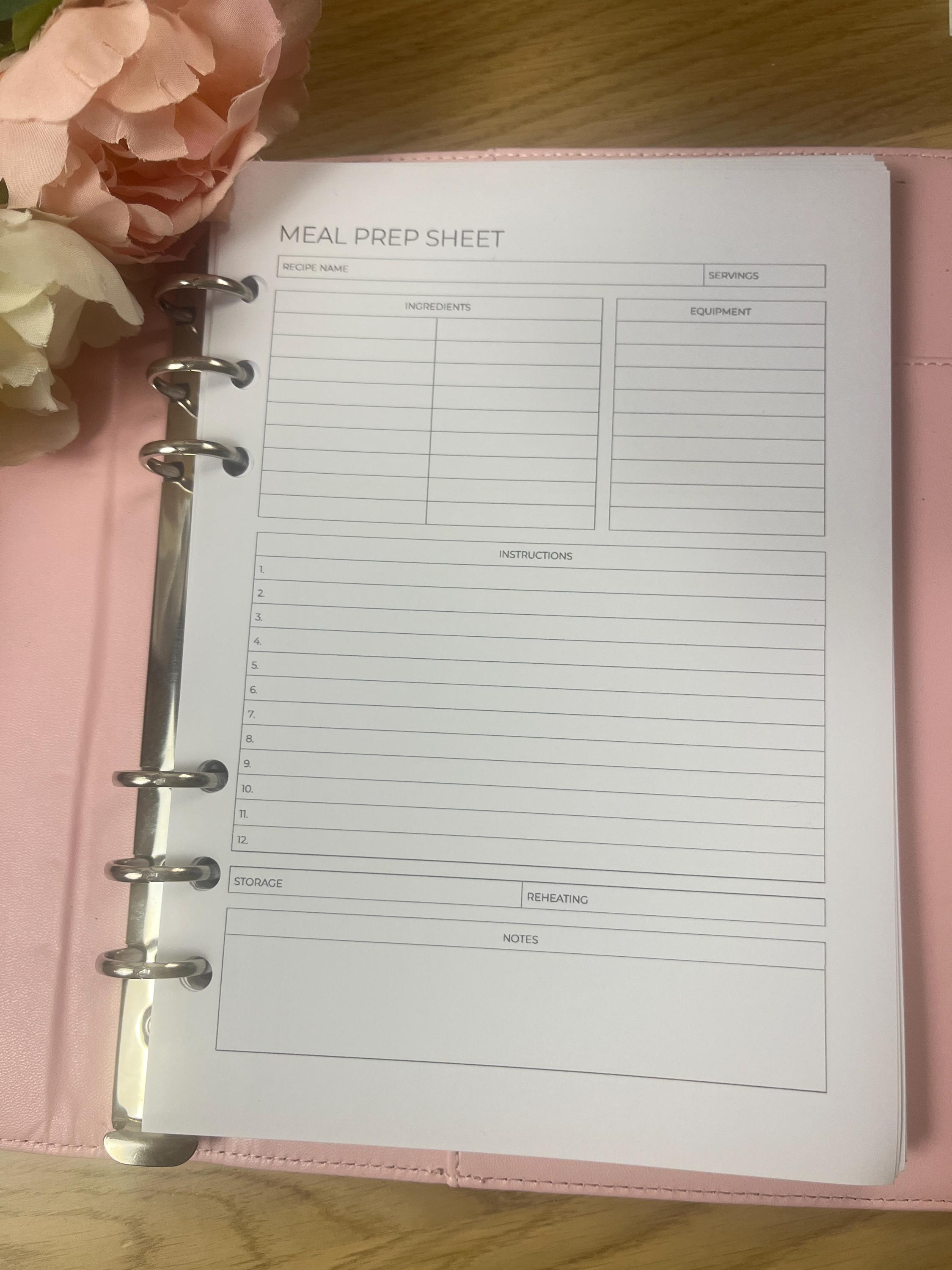 Meal Prep Sheet to Help You Meal Prep to Avoid Stress and Save Money - Etsy