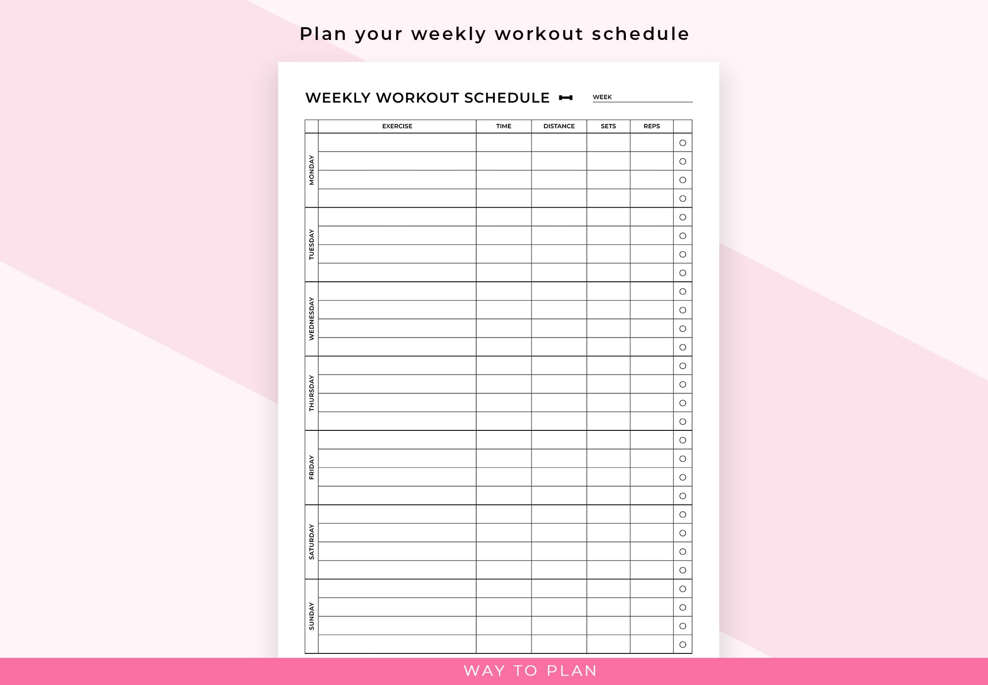 Fitness Planner Insert Printable. Weekly Workout Schedule. - Etsy