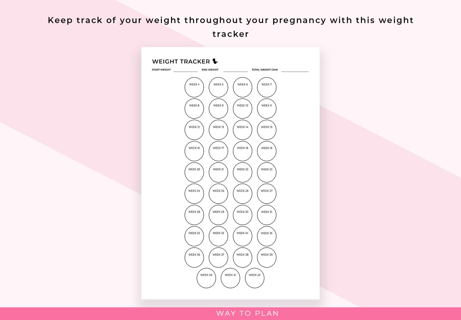 Pregnancy Weight Gain Chart Printable. Pregnancy Weight Tracker. Weekly ...