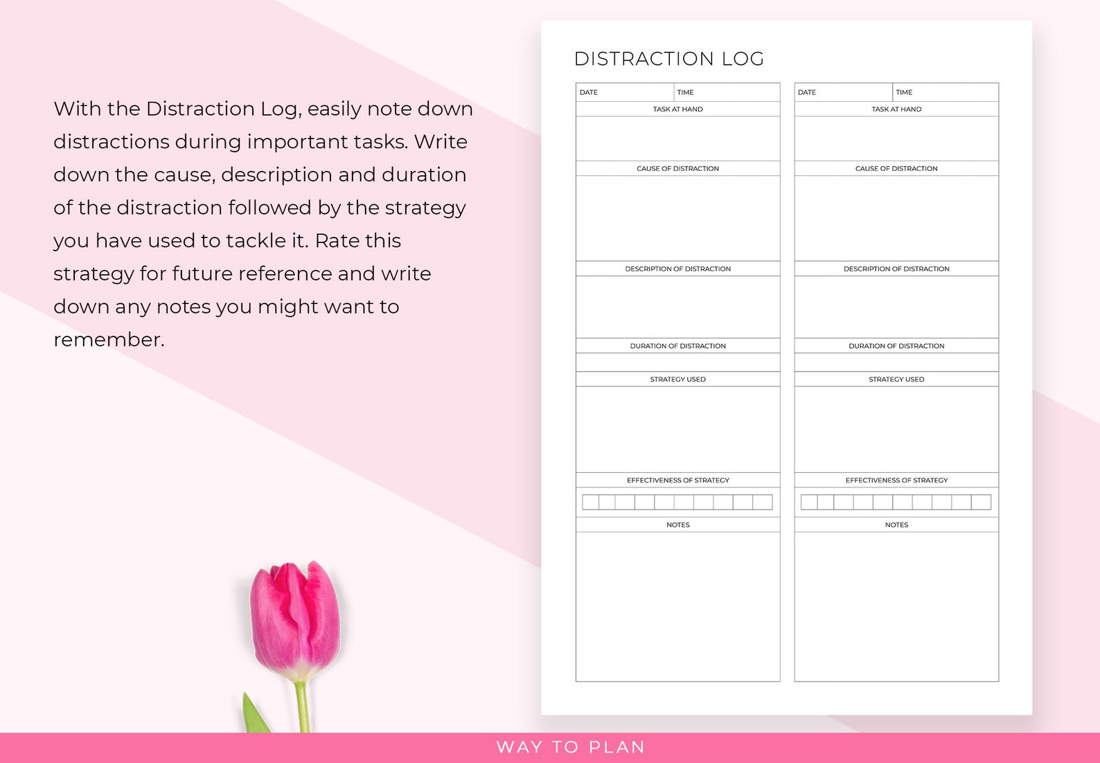 Adhd Distraction Log, ADHD Planner for Students, ADHD Planner Adult ...
