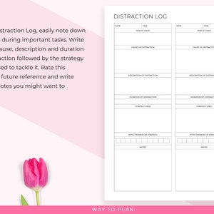 Adhd Distraction Log, ADHD Planner for Students, ADHD Planner Adult ...