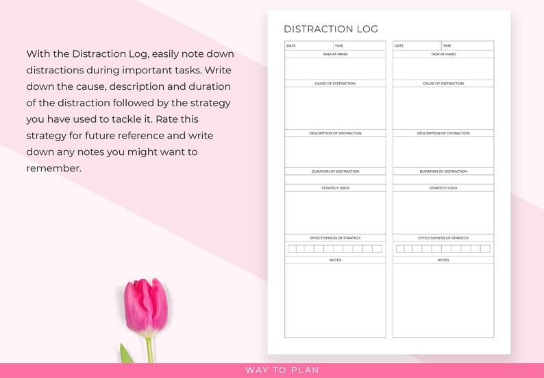 Adhd Distraction Log, ADHD Planner for Students, ADHD Planner Adult ...