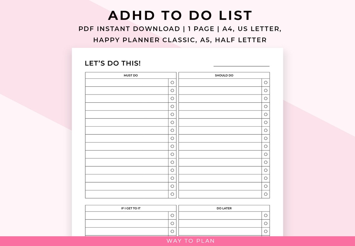 Adhd To Do List Template