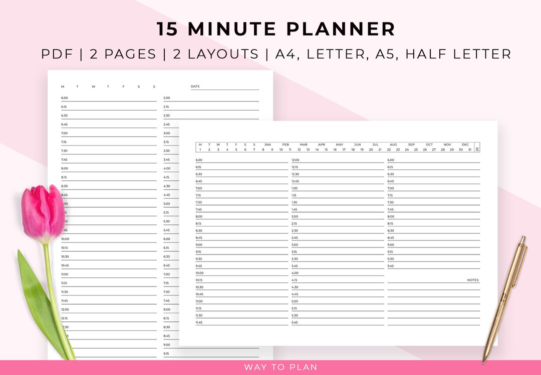 15 Minute Planner Printable for Daily Productivity. Minimalist Planner ...