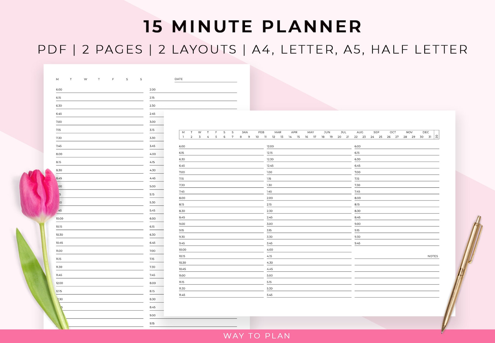 15 Minute Planner Printable for Daily Productivity. Minimalist - Etsy UK