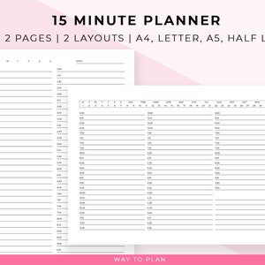 15 Minute Planner Printable for Daily Productivity. Minimalist Planner ...