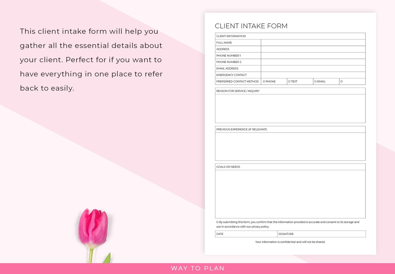 Client Intake Form, Client Intake, Client Information, New Client ...