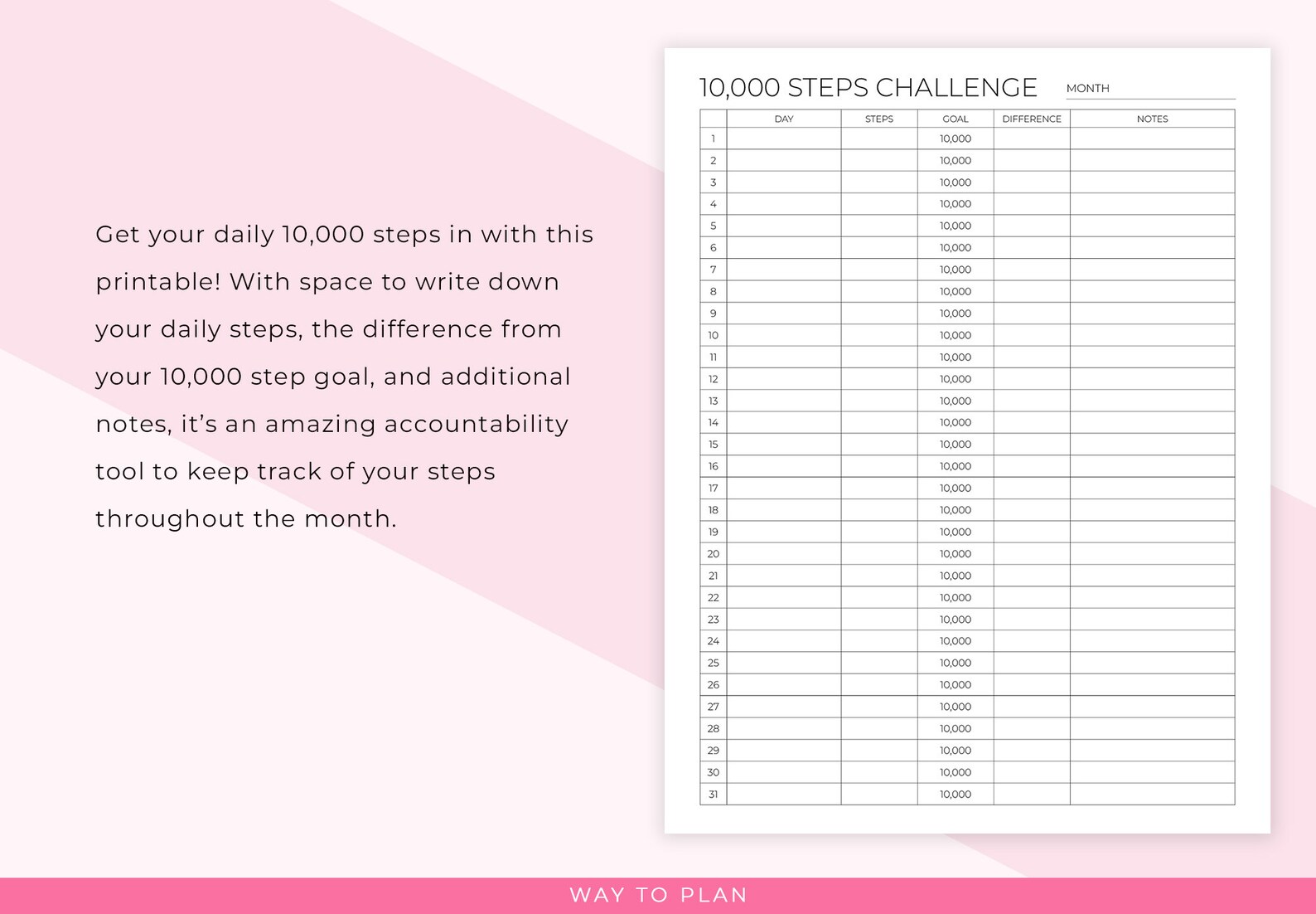 10,000 Steps Challenge, 10k Steps Challenge, Monthly Steps Challenge ...