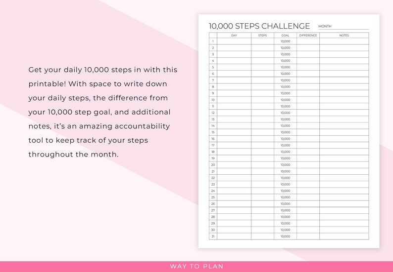 10,000 Steps Challenge, 10k Steps Challenge, Monthly Steps Challenge ...