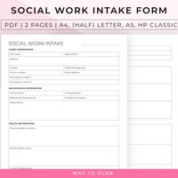 Case Manager Intake Assessment Template: Social Worker Client ...