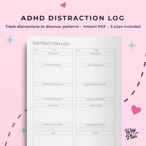 Adhd Distraction Log, ADHD Planner for Students, ADHD Planner Adult ...
