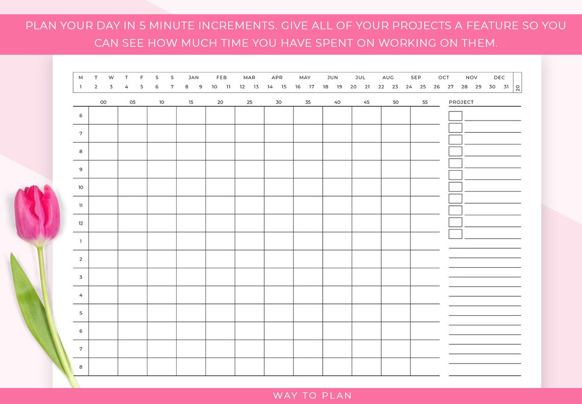 5 Minute Interval Planner. Printable With 5 Minute Increments - Etsy