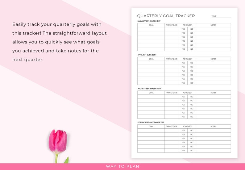 Quarterly Goal Tracker to Easily Track the Progress of Your Quarterly ...