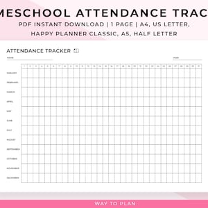 Homeschool Attendance Sheet Printable. Homeschool Attendance Tracker ...