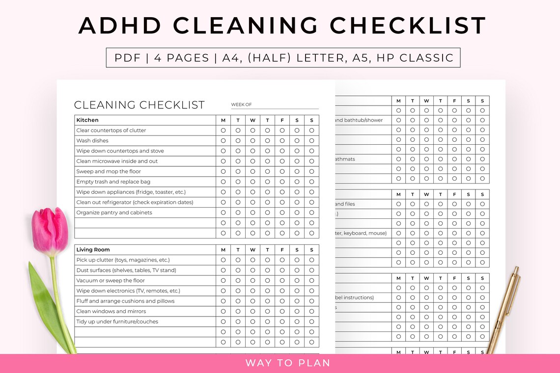 ADHD Cleaning Checklist Cleaning Checklist Checklist - Etsy UK