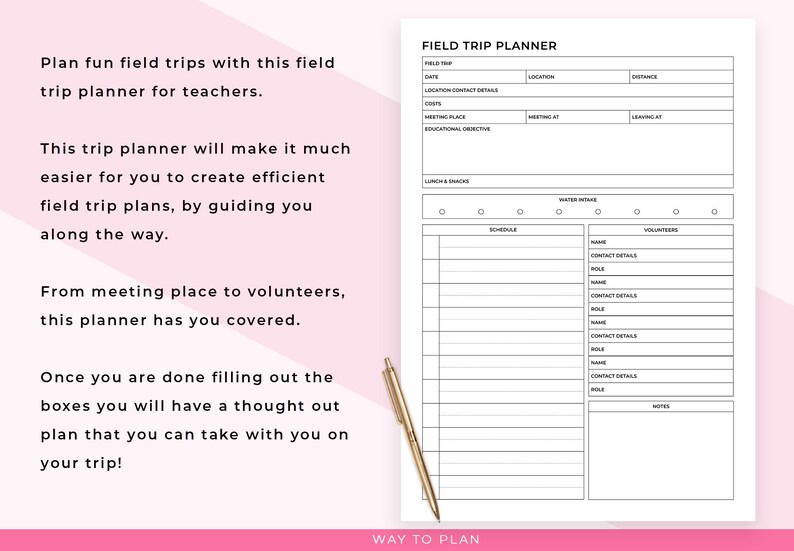Field Trip Planner for Teachers. Printable School Outing Activities ...