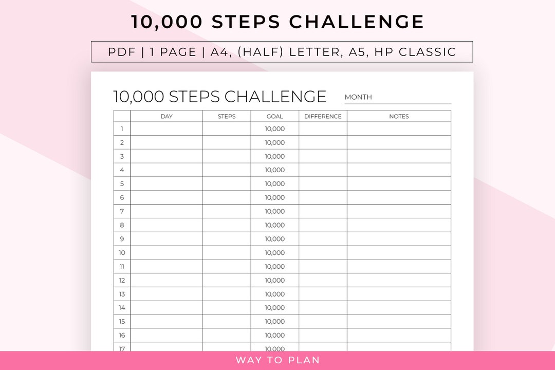10,000 Steps Challenge, 10k Steps Challenge, Monthly Steps Challenge, Walk Challenge - Etsy