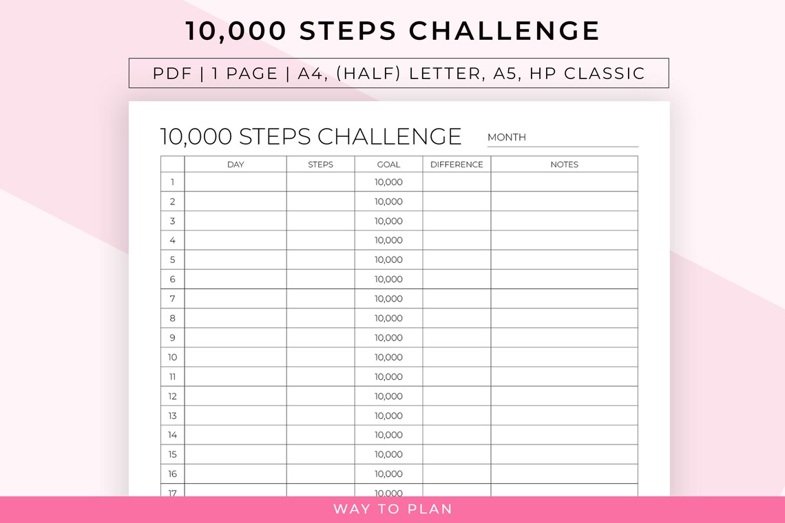 10,000 Steps Challenge, 10k Steps Challenge, Monthly Steps Challenge ...