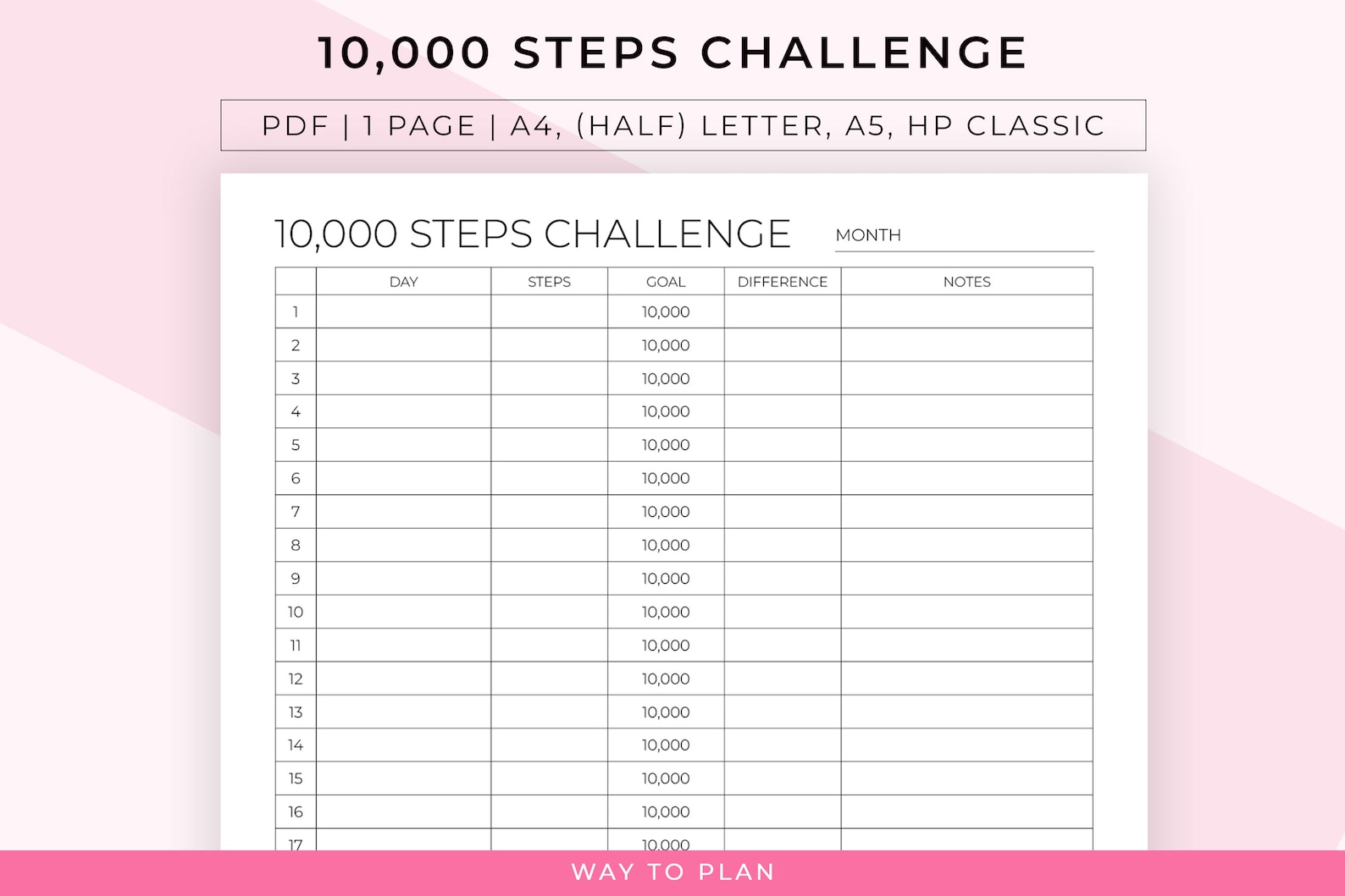 10,000 Steps Challenge, 10k Steps Challenge, Monthly Steps Challenge ...