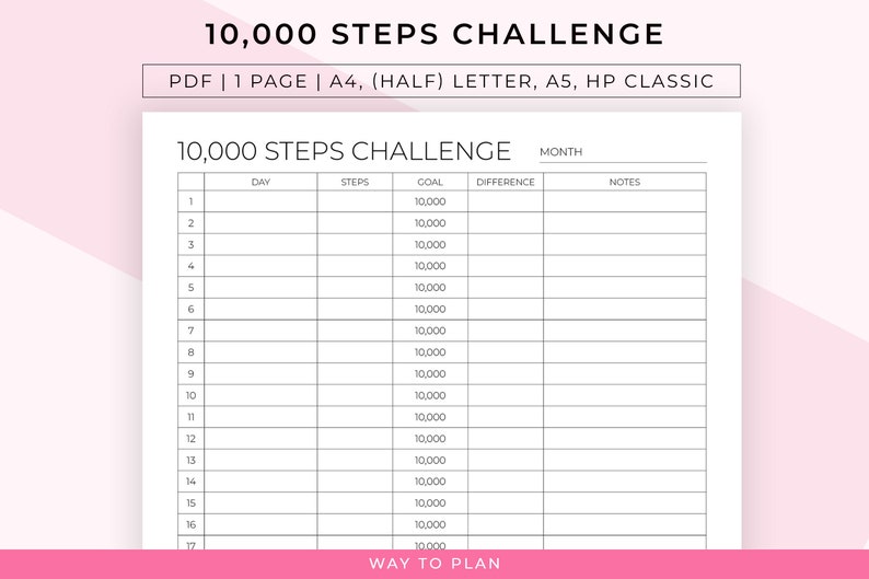 10,000 Steps Challenge, 10k Steps Challenge, Monthly Steps Challenge ...