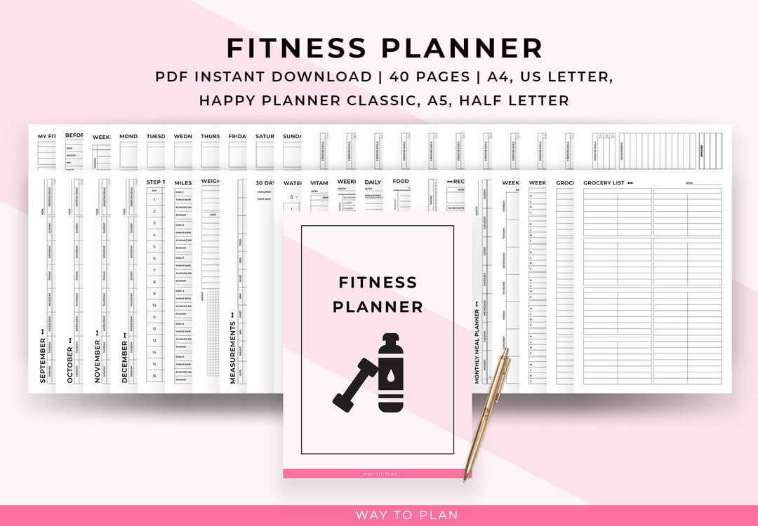 Fitness Planner Insert Printable. Weekly Workout Schedule. Weight Loss ...