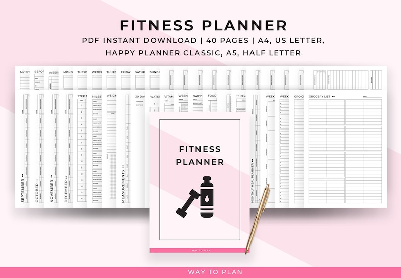 Fitness Planner Insert Printable. Weekly Workout Schedule. Weight Loss ...