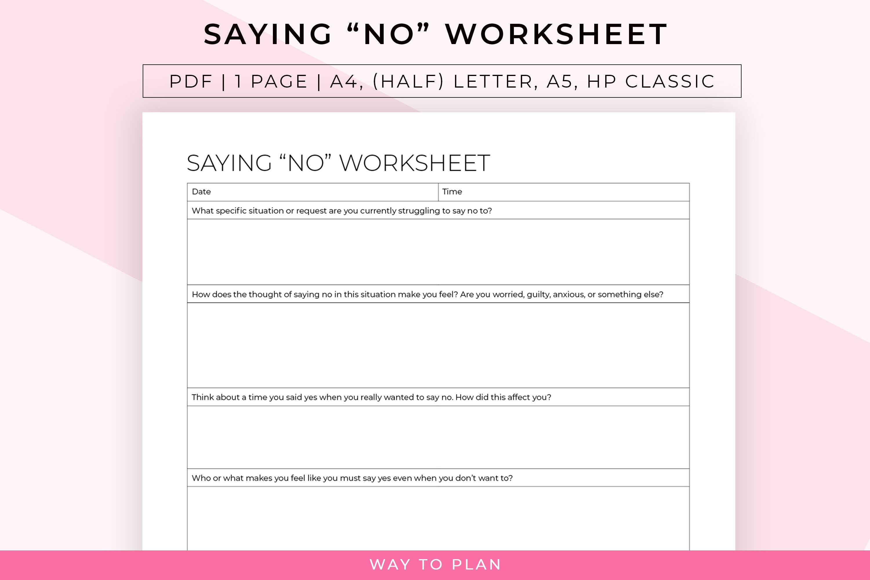 Saying no Worksheet to Help You Stand Firm in Declining Requests or ...