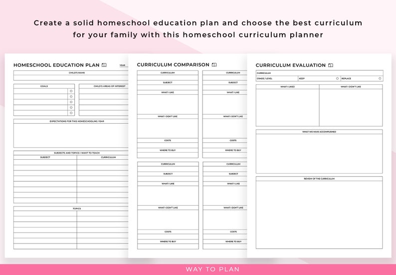 Homeschool Curriculum Planner. Printable Homeschool Curriculum Chart ...