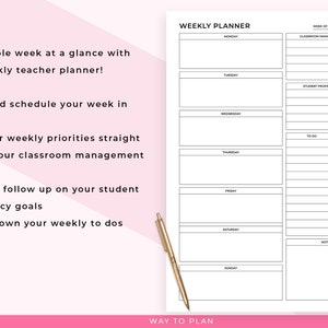 Teacher Weekly Planner Printable. Weekly Schedule & To-do List 2024 ...