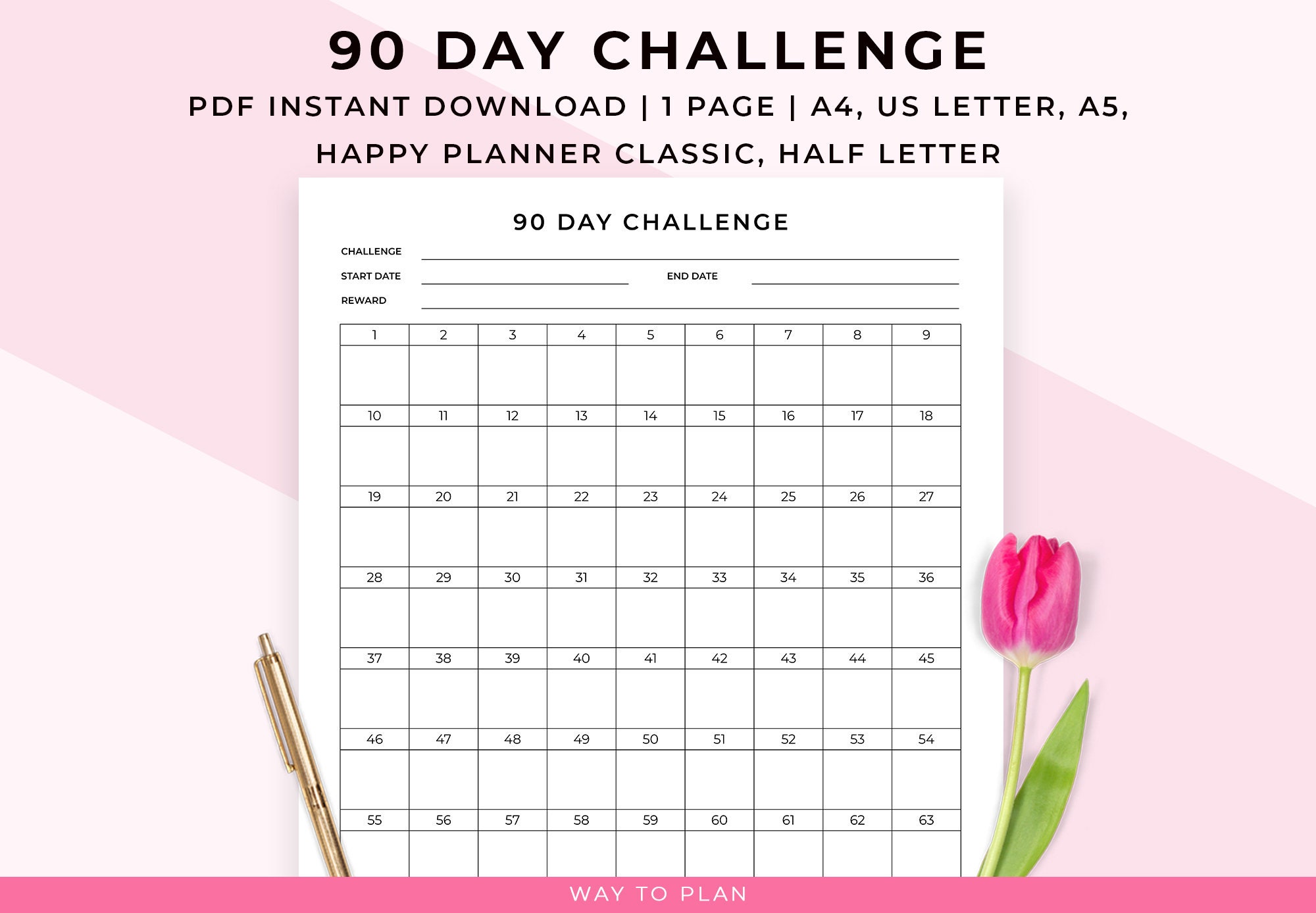 90 Day Challenge, 90 Day Habit Challenge, Goal Setting Challenge, Goal ...
