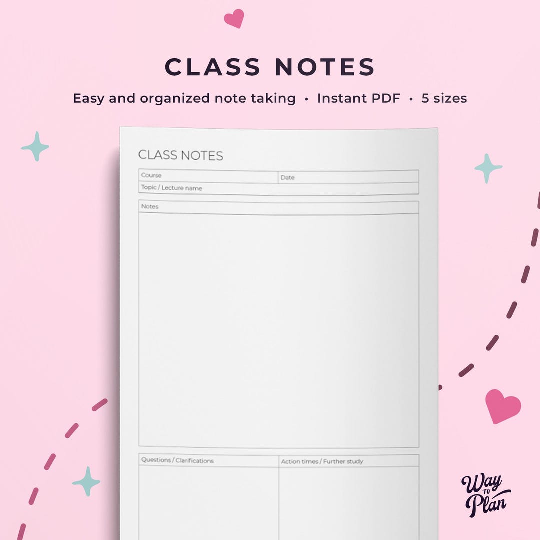 Class Notes Template Will Help You Organize Your Notes and Create an ...
