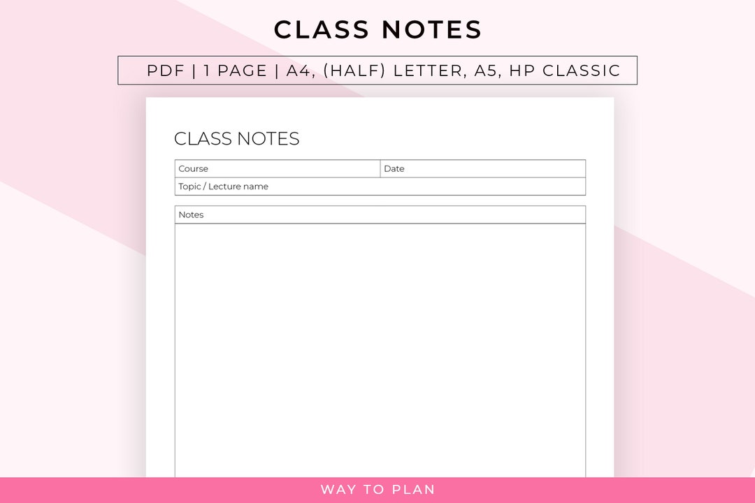 Class Notes Template Will Help You Organize Your Notes and Create an ...