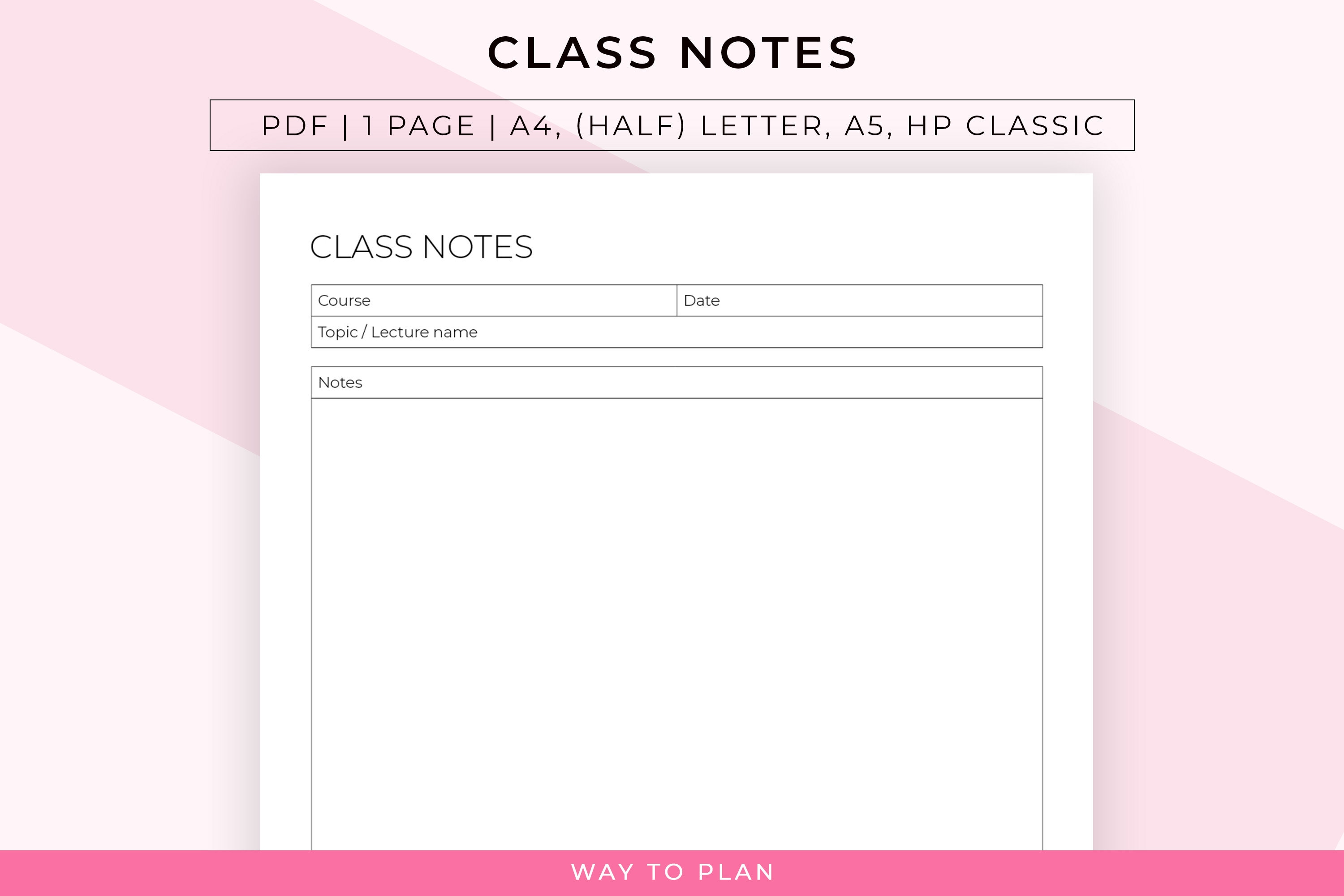 Class Notes Template Will Help You Organize Your Notes and Create an ...