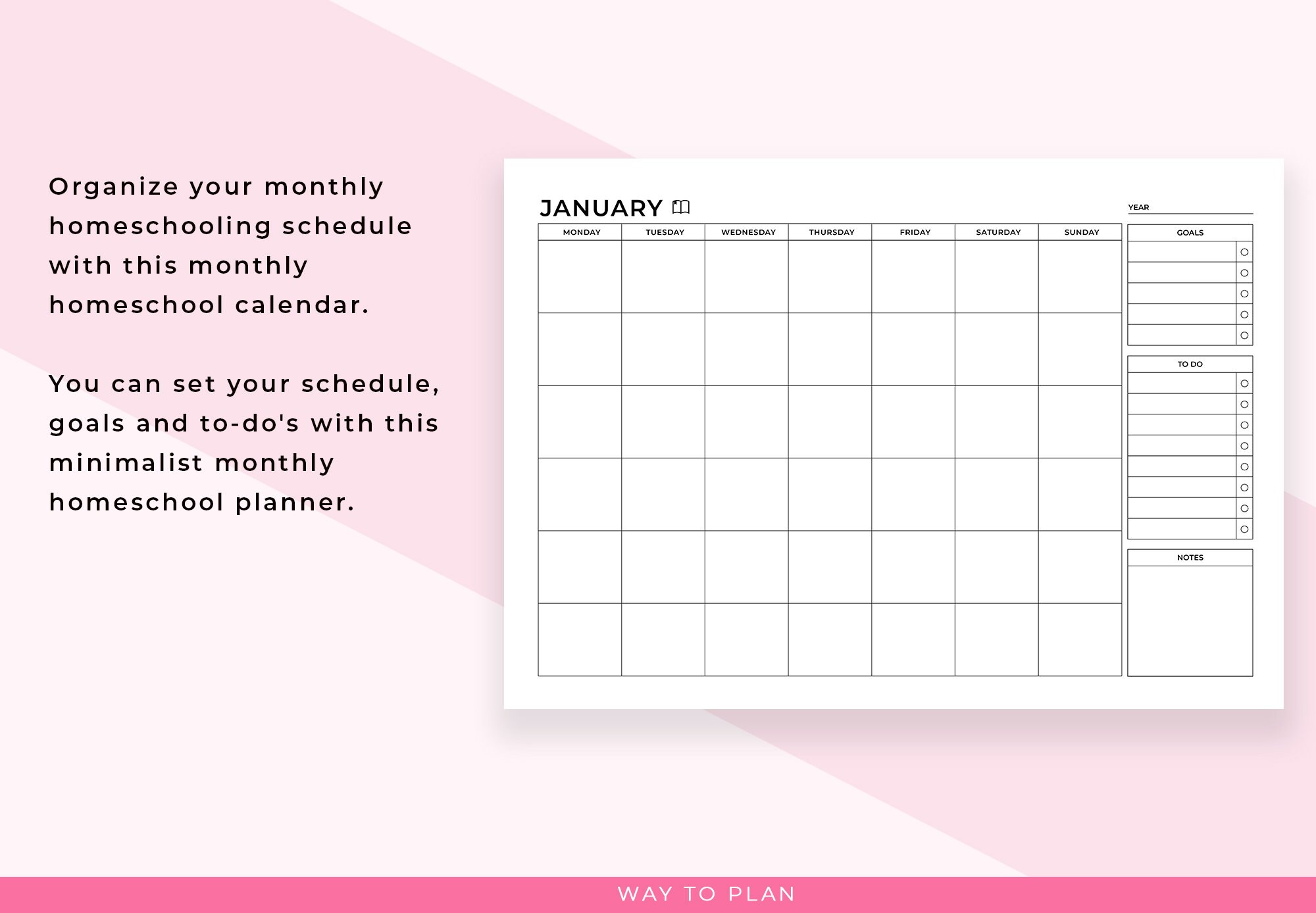 Homeschool Monthly Calendar 2023-2024 Printable. Simple Wall Calendar ...