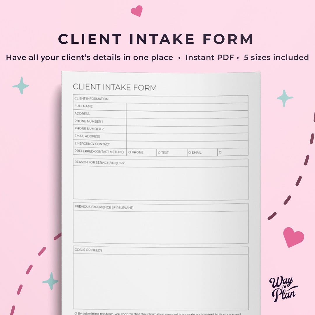 Client Intake Form, Client Intake, Client Information, New Client ...