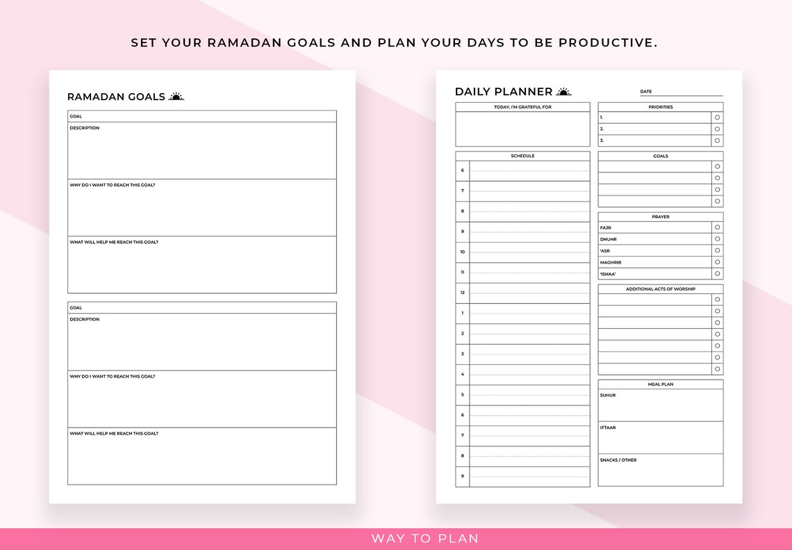 Ramadan Planner 2024 Printable. Ramadan Gift. Daily Schedule. Islamic ...