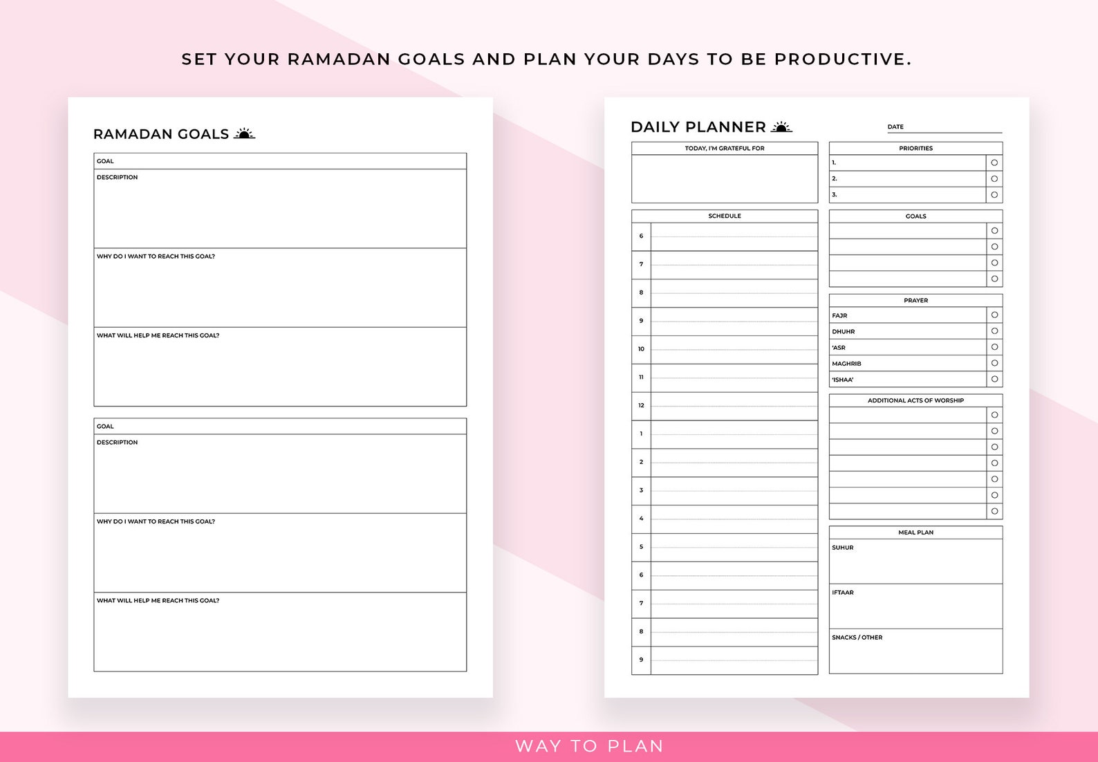 Ramadan Planner 2024 Printable. Ramadan Gift. Daily Schedule. Islamic ...
