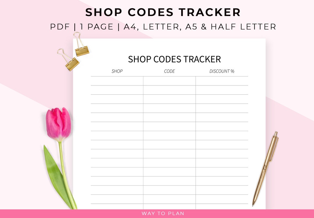 Shop Codes Tracker | Coupon Code Tracker | Shop Codes Printable ...