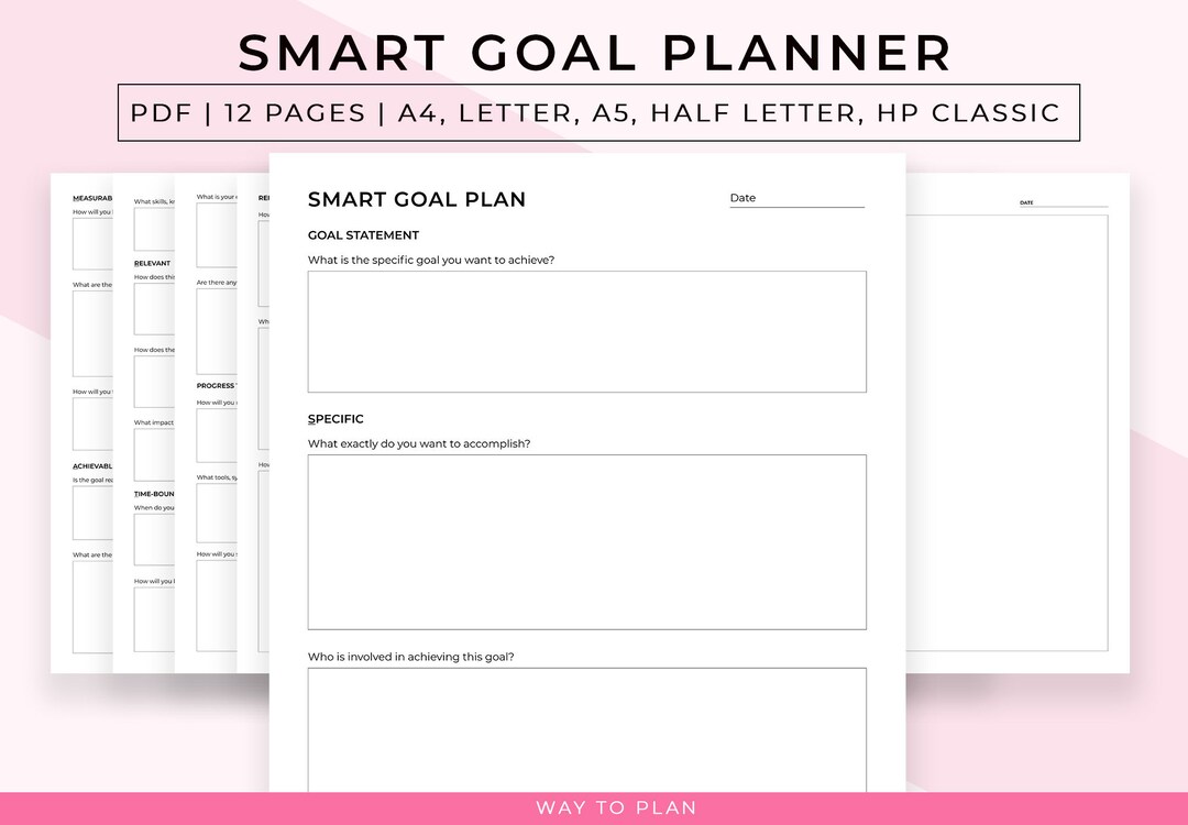 Goal Setting Worksheet, SMART Goal Planner, SMART Goal Worksheet, SMART ...