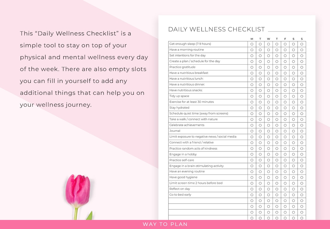 Daily Wellness Checklist to Help You Stay on Top of Your Wellness ...