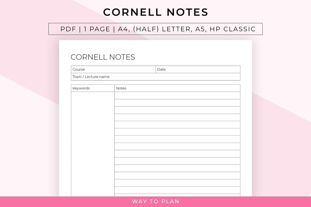 Cornell Notes to Organize Your Note-taking and Make Efficient Notes to ...
