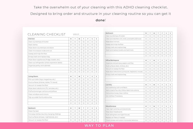 ADHD Cleaning Checklist Cleaning Checklist Checklist - Etsy UK